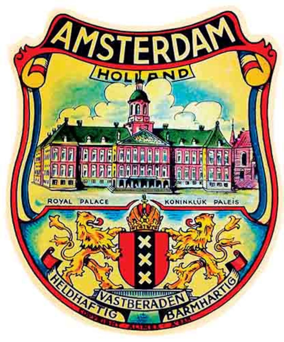 Vintage 1960's Style Amsterdam Holland Retro Travel Decal Sticker State ...