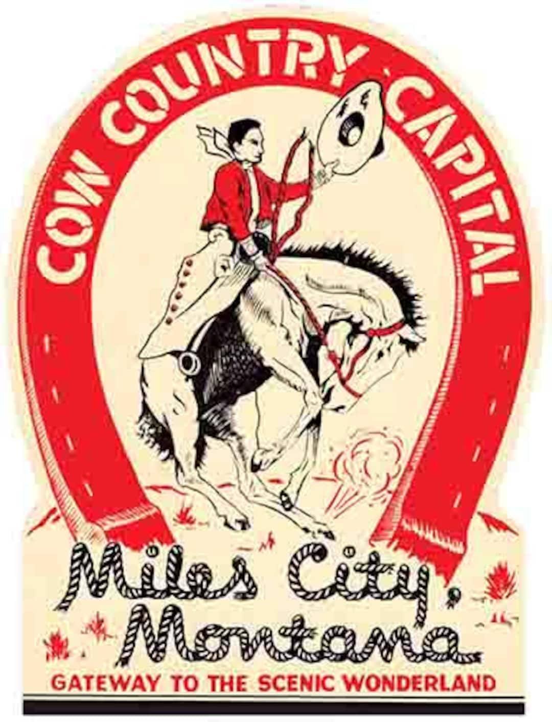 Vintage 1960's Style Miles City MT Montana Retro Travel Decal Sticker ...