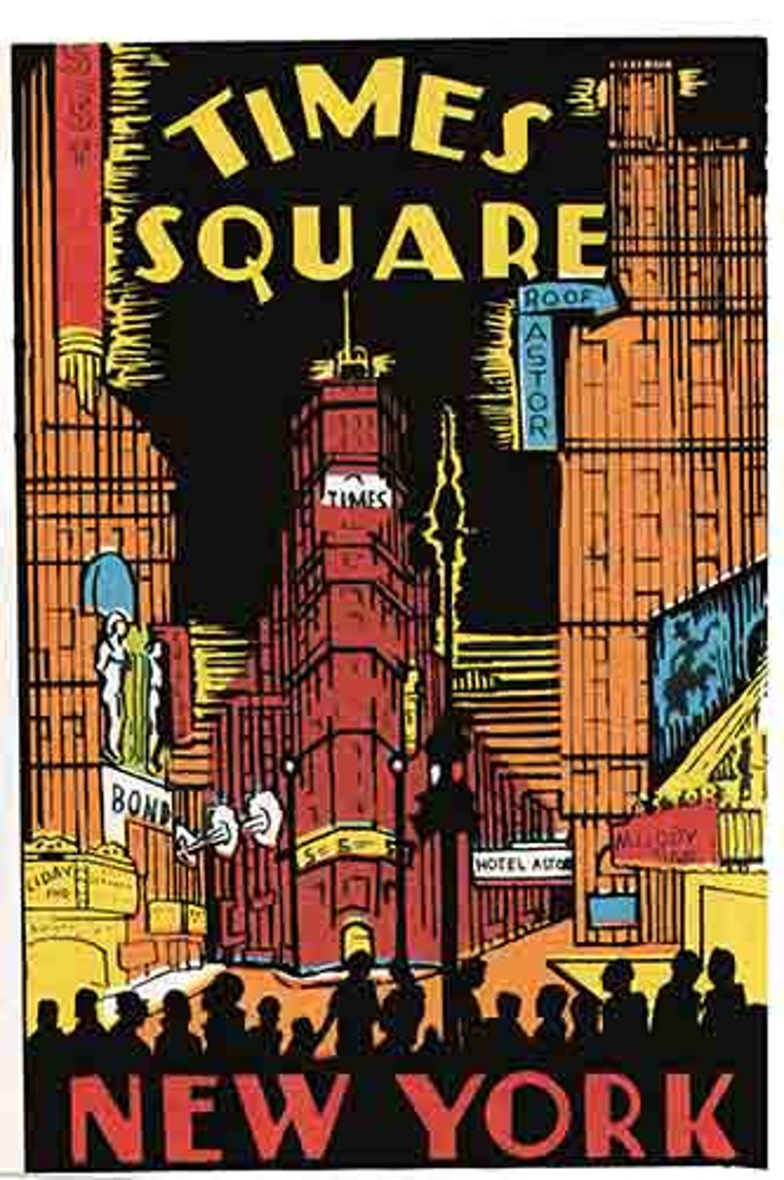 Vintage 1950's Style Times Square NYC New York City NY Manhattan New ...