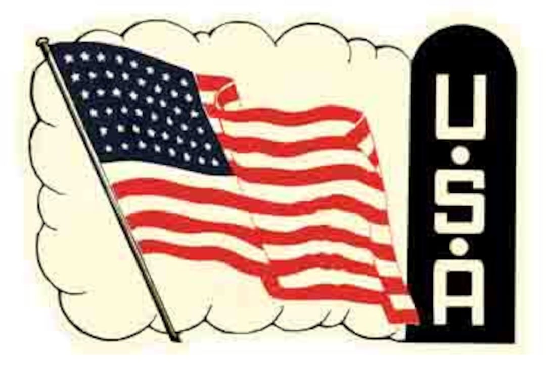 Vintage 1950's Style USA 48 Star Flag Patriotic American Retro Travel ...