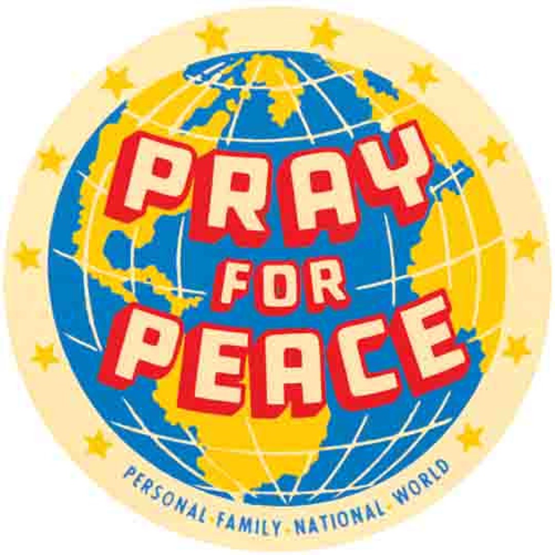 Vintage 1950's Style Pray for Peace Retro Travel Decal Sticker State ...