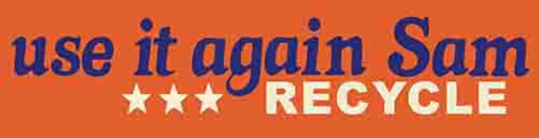 Vintage 1970's Style Use It Again Recycle Retro Travel Decal Bumper ...