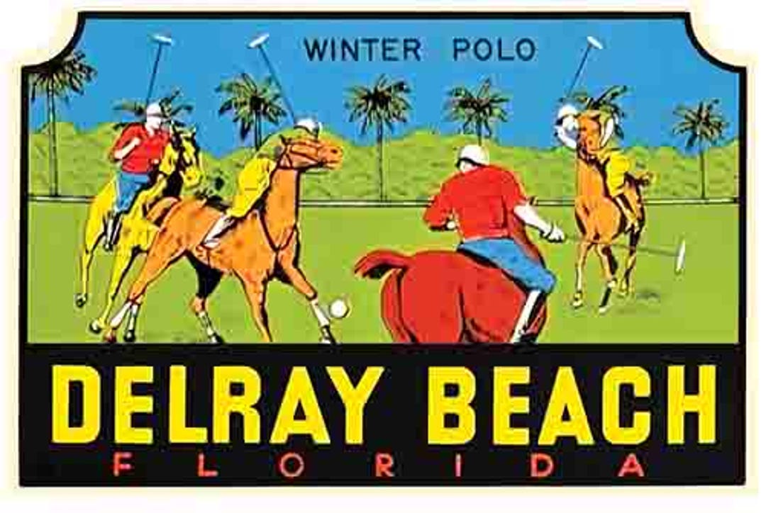 Vintage 1950's Style Delray Beach Florida FL Retro Travel Decal Sticker ...