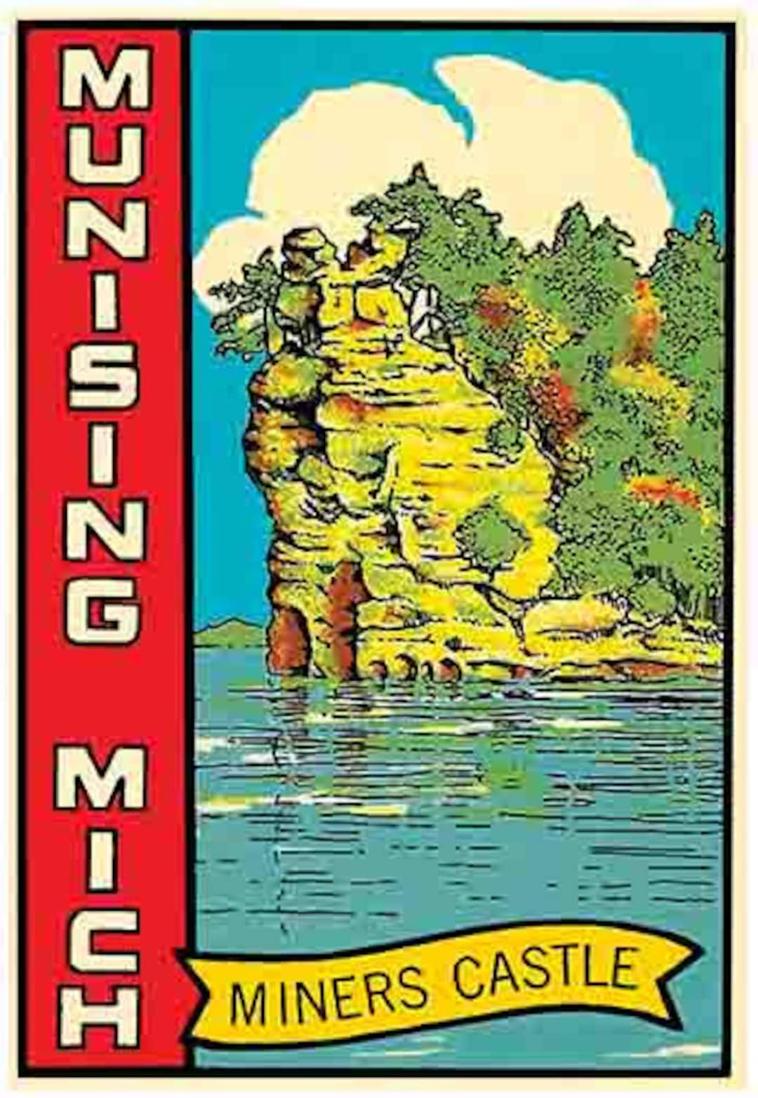 Vintage 1950's Style Munising Michigan MI Retro Travel Decal Sticker ...
