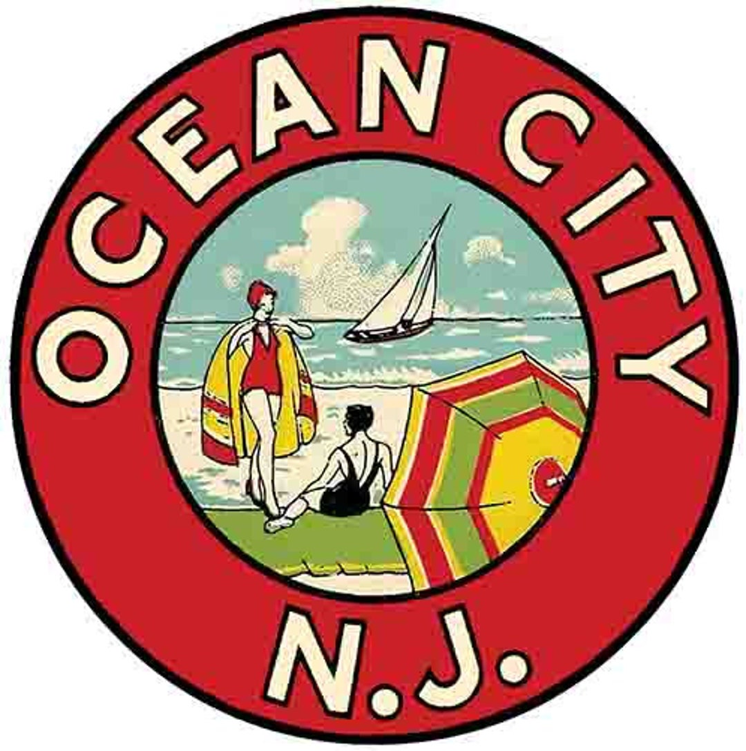 Vintage 1950's Style Ocean City NJ New Jersey Beach Scene Retro Travel ...