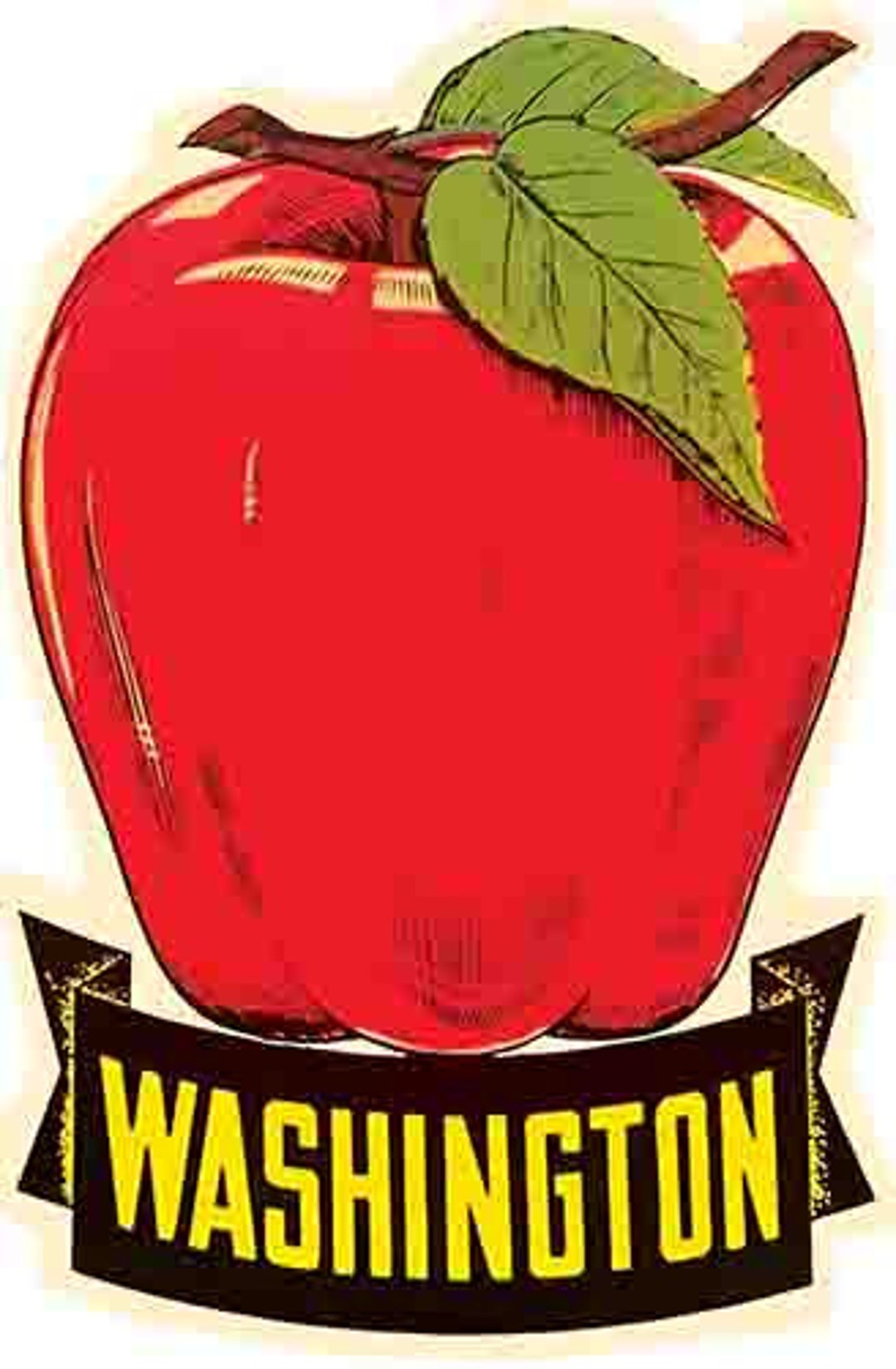 Vintage 1950's Style Washington State Apple Retro Travel Decal Sticker ...