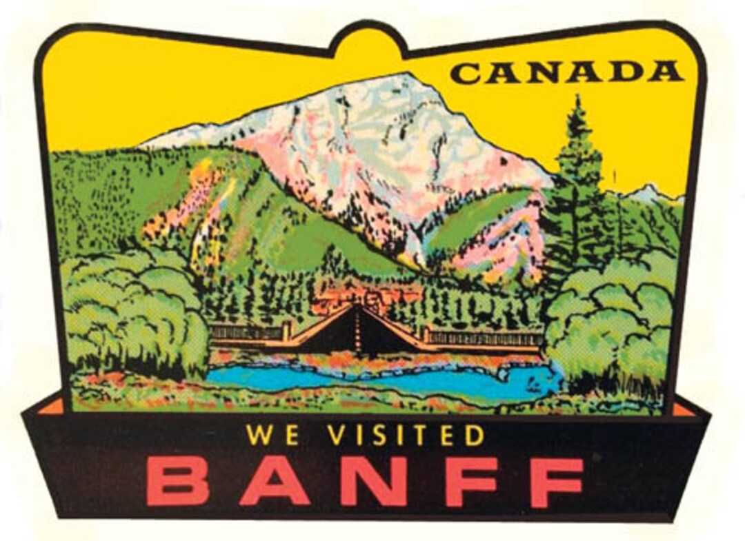 Vintage 1950's Style Banff National Park Canada Retro Travel Decal ...
