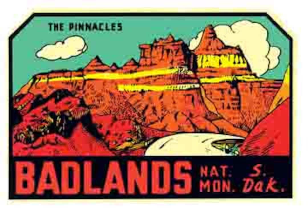 Vintage 1950's Style Badlands National Park SD South Dakota Retro ...
