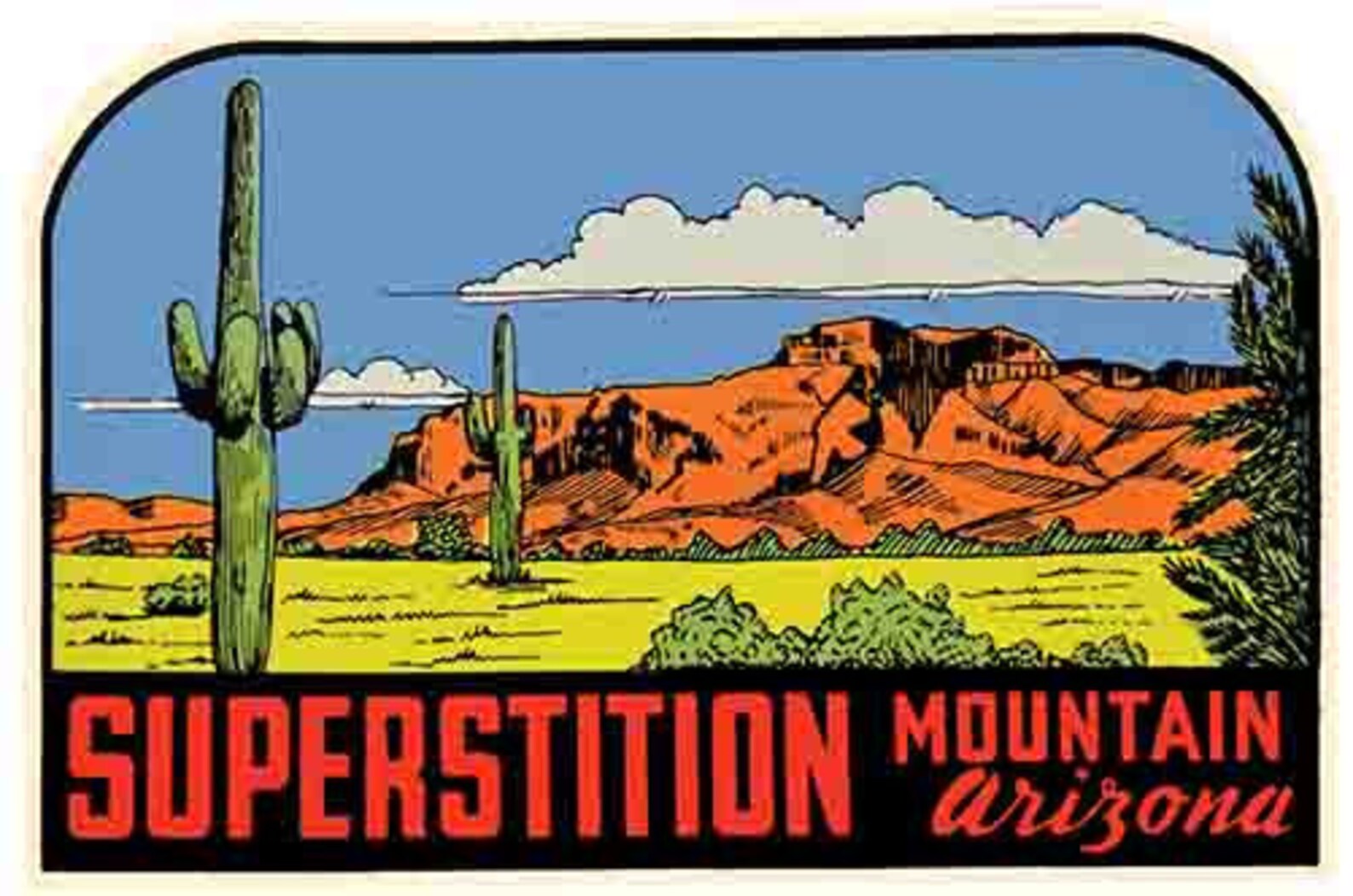 Vintage 1950's Style Superstition Mountain AZ Arizona Retro Travel ...