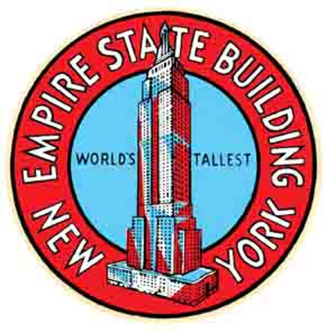 Vintage 1950's Style Empire State Building NYC New York City Red Retro ...