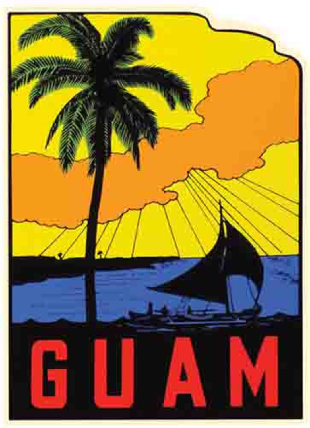 Vintage 1950's Style Guam Pacific Islands US Navy Military Retro Travel ...