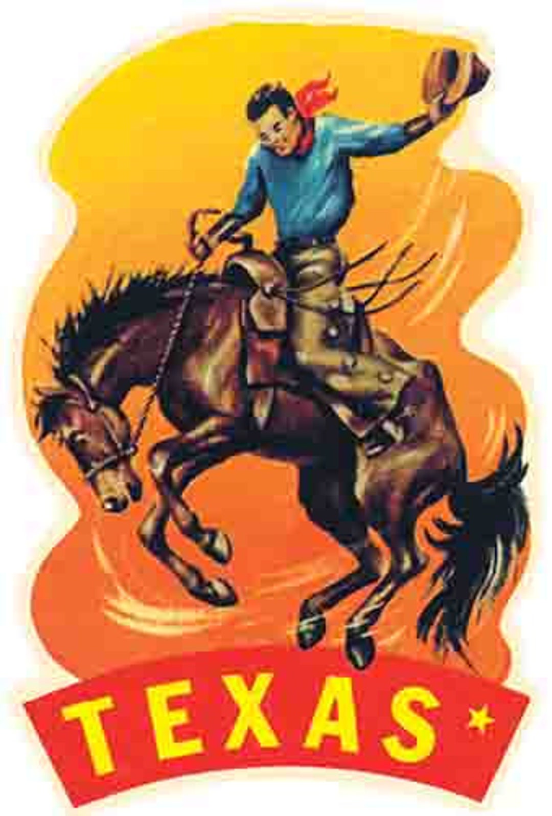 Vintage 1950's Style Texas Cowboy Houston Dallas El Paso Rancher Rodeo ...