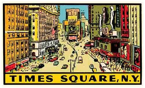 Vintage 1950's Style Times Square NYC New York City NY Manhattan Retro ...