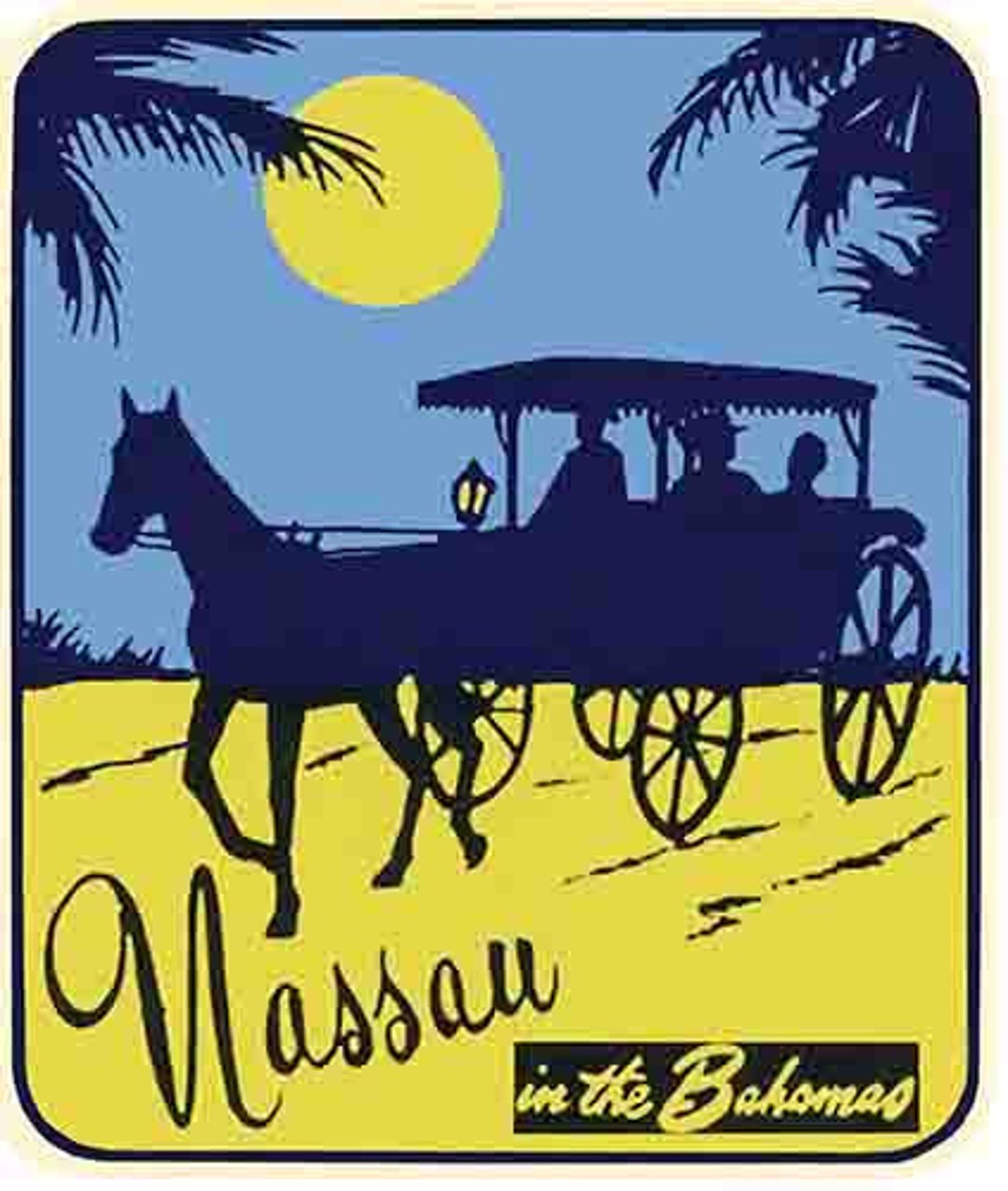 Vintage 1950's Style Nassau Bahamas Retro Travel Decal Sticker State ...