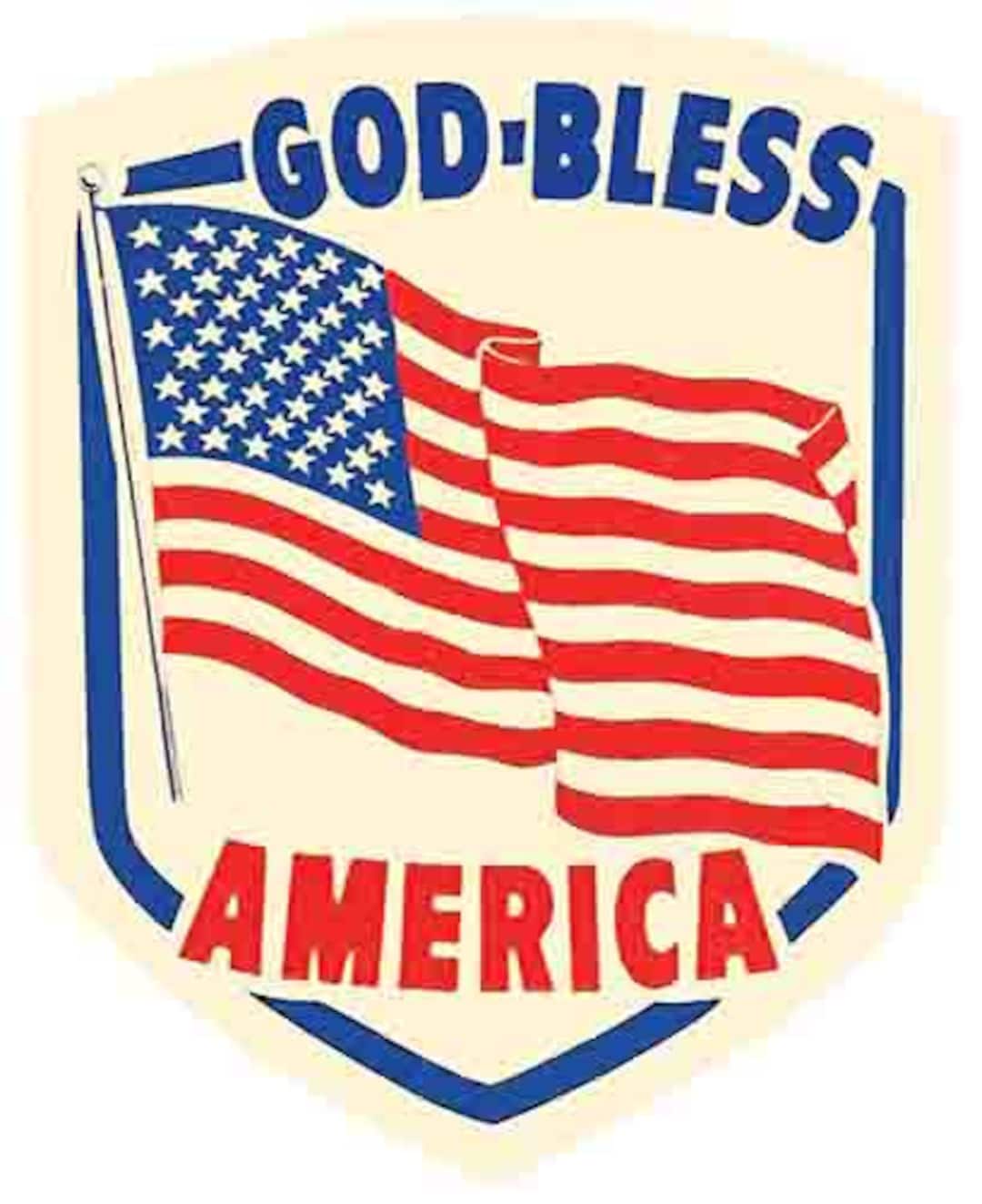 Vintage 1950's Style God Bless America Patriotic Travel Decal Sticker ...