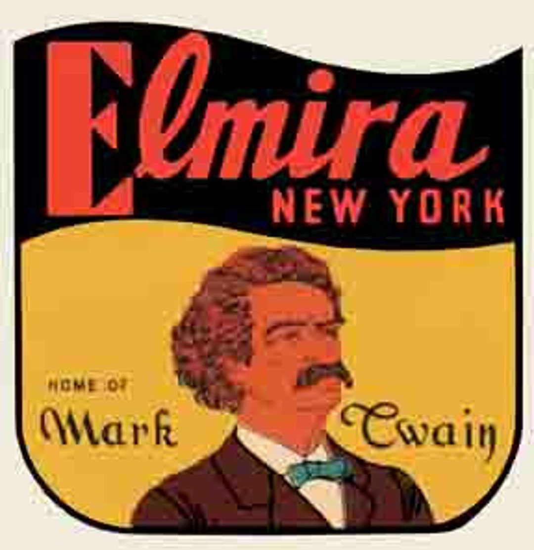 Vintage 1950's Style Elmira NY New York Mark Twain Retro Travel Decal ...