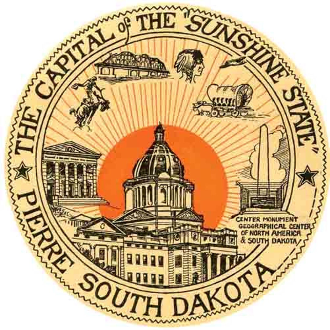 Vintage 1960's Style Pierre SD South Dakota Retro Travel Decal Sticker ...