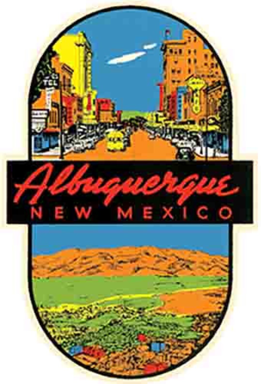 Vintage 1950's Style Albuquerque NM New Mexico Route 66 Retro Travel ...