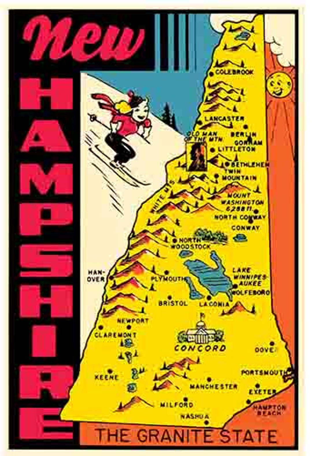 Vintage 1950's Style New Hampshire NH New England the Granite State ...