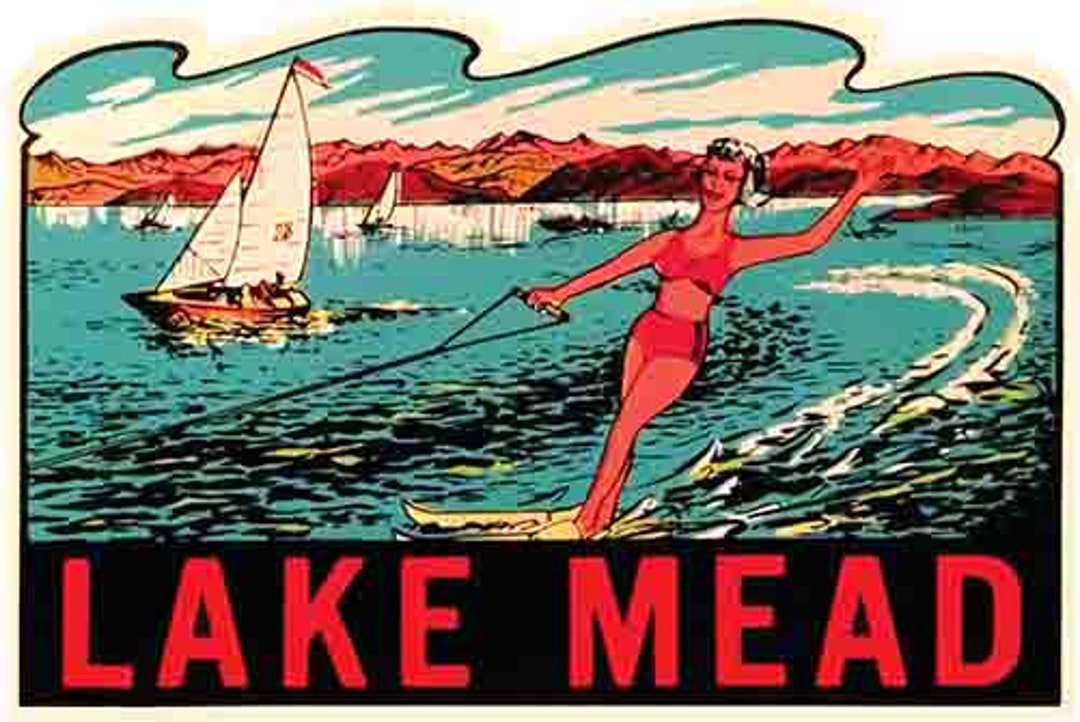 Vintage 1950's Style Lake Mead NV Nevada Las Vegas Hoover Dam Retro ...