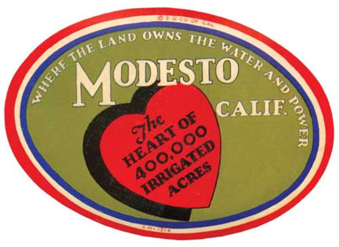 Vintage 1950's Style Modesto CA California Retro Travel Decal Sticker ...
