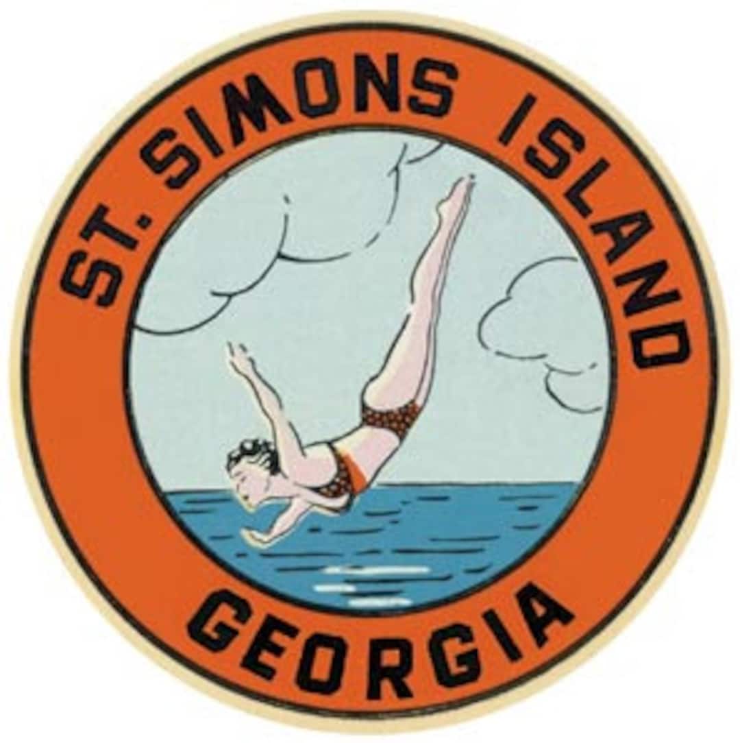 Vintage 1950's Style St. Simons Island GA Georgia Beach Jekyll Retro ...