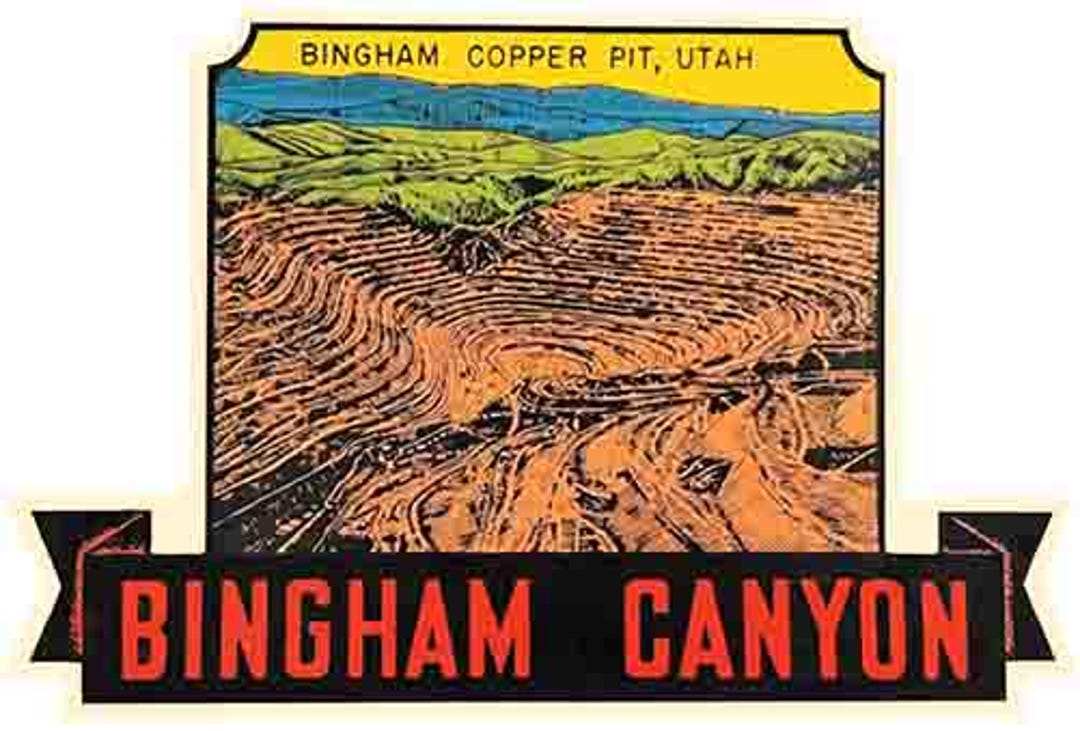Vintage 1950's Style Bingham Canyon Utah UT Copper Pit Retro Travel ...