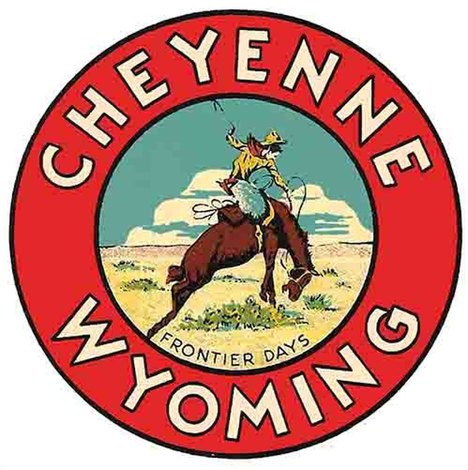 Vintage 1950's Style Cheyenne WY Wyoming National Park Retro Travel ...