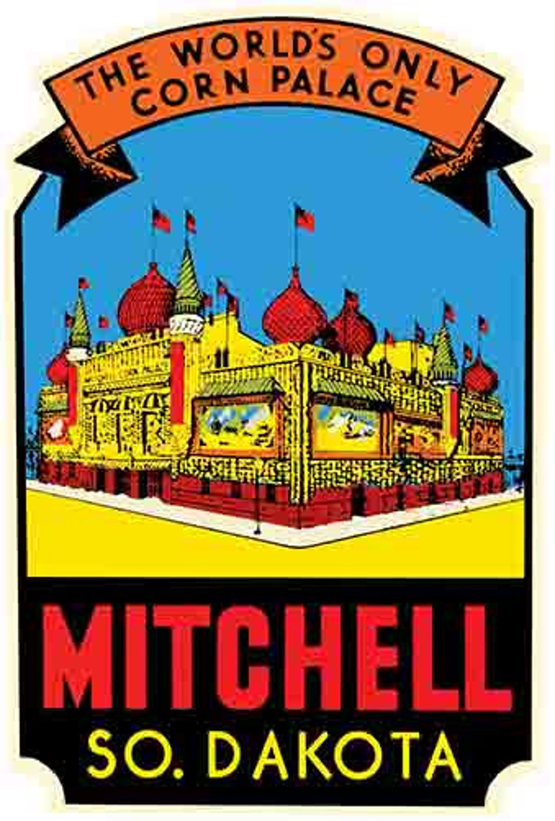 Vintage 1950's Style Mitchell SD South Dakota Corn Palace Travel Decal ...