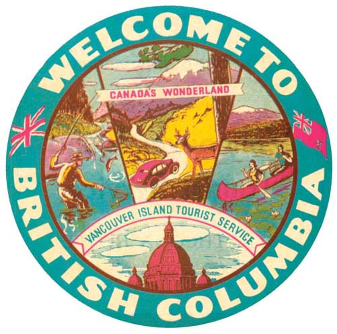 Vintage 1950's Style British Columbia Canada National Park Retro Travel ...