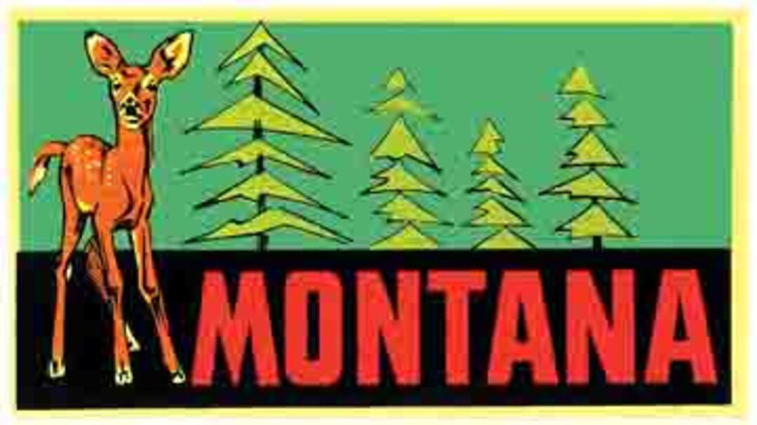 Vintage 1950's Style Montana National Park MT Fawn Retro Travel Decal ...
