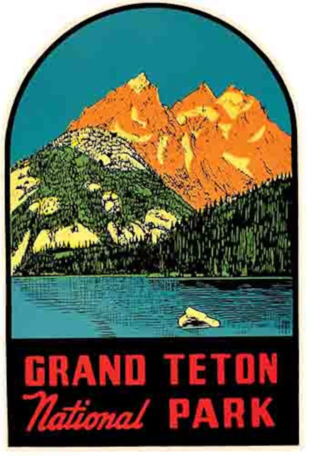 Vintage 1950's Style Grand Teton National Park WY Wyoming Retro Travel ...