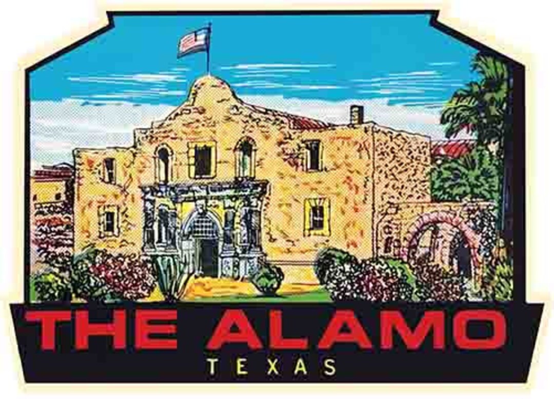 Vintage 1950's Style the Alamo San Antonio TX Texas Retro Travel Decal ...