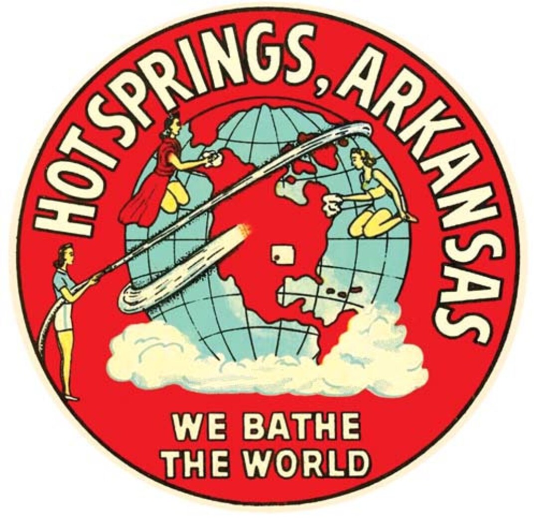 Vintage 1950's Style Hot Springs AR Arkansas Retro Travel Decal Sticker ...