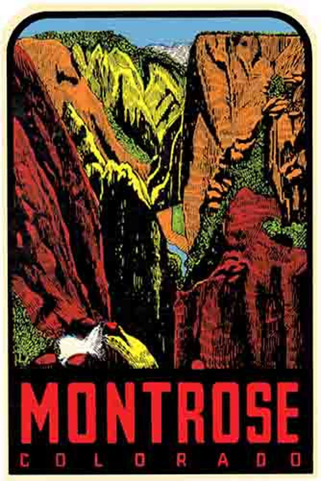 Vintage 1950's Style Montrose CO Colorado Retro Travel Decal Sticker ...