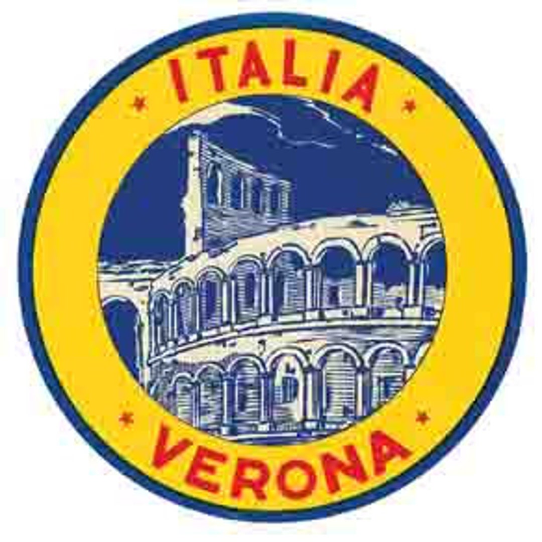 Vintage 1950's Style Verona Italia Italy Rome Retro Travel Decal ...