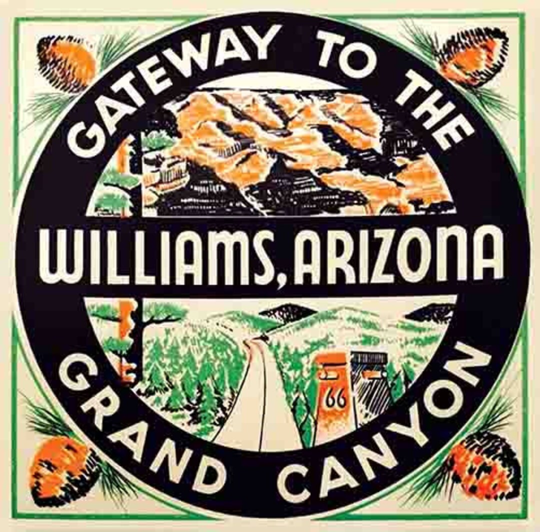 Vintage 1950's Style Williams AZ Arizona Grand Canyon Retro Travel ...