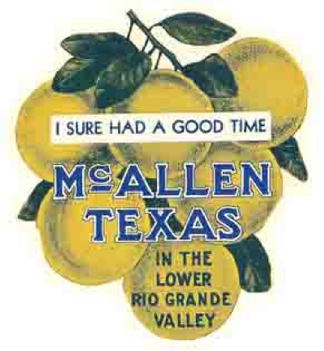 Vintage 1950's Style Mcallen TX Texas Rio Grande Retro Travel Decal ...