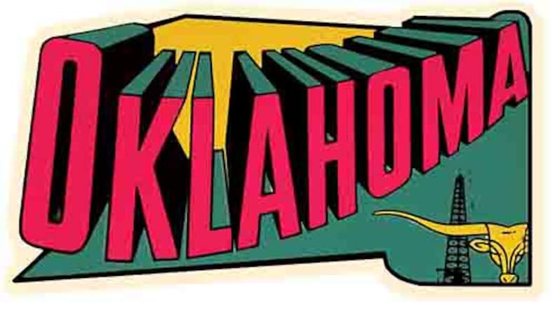 Vintage 1950's Style OK Oklahoma City Retro Travel Decal Sticker State ...