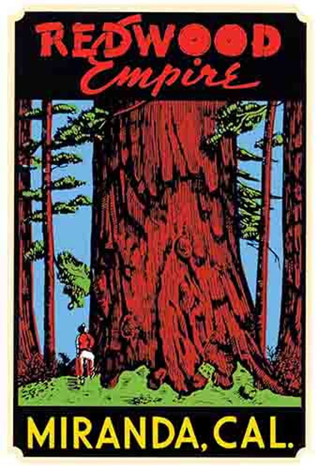 Vintage 1950's Style Miranda CA California Redwood Forest Redwoods ...
