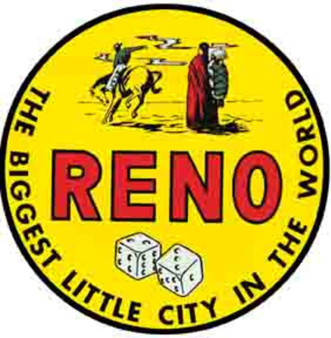Vintage 1950's Style Reno NV Nevada Round Retro Travel Decal Sticker ...