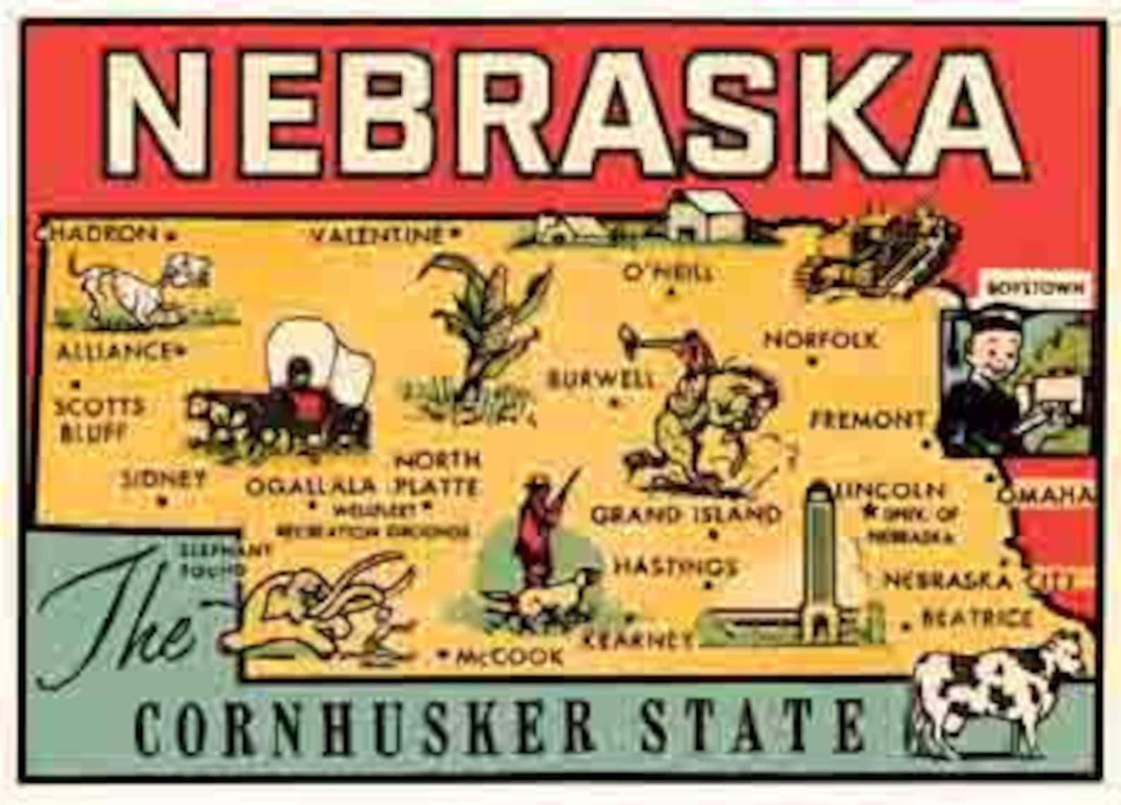 Vintage 1950's Style Nebraska NE Cornhusker State Retro | Etsy