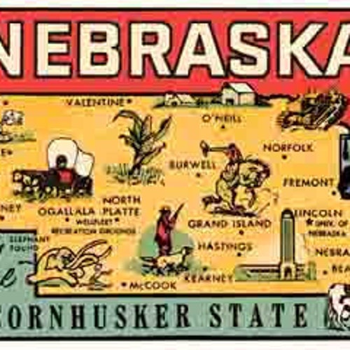 Vintage 1950's Style Nebraska NE Cornhusker State Retro - Etsy