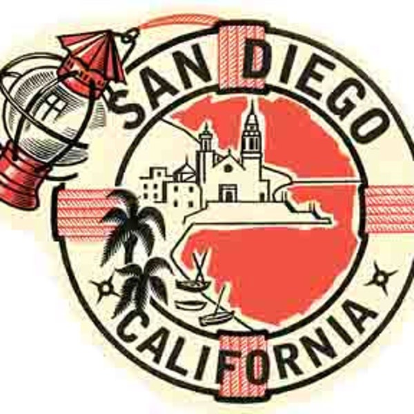 San Diego Map Vintage - Etsy