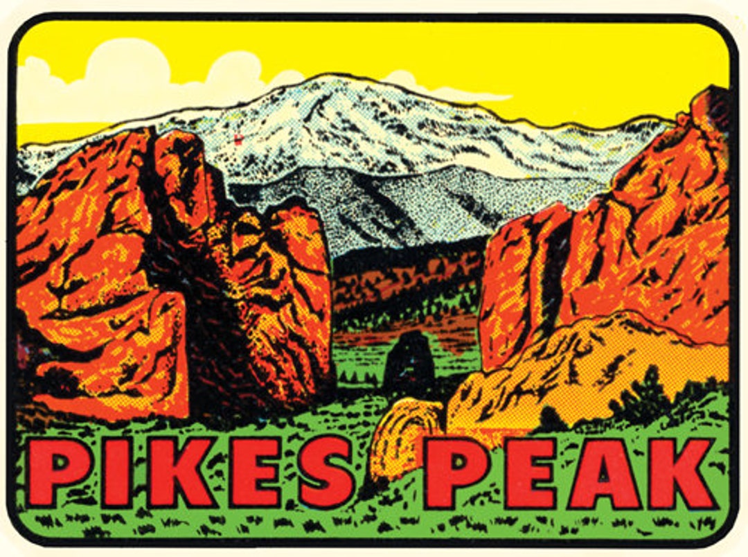 Vintage 1950's Style Colorado CO Pikes Peak Mountain Range Retro Travel ...