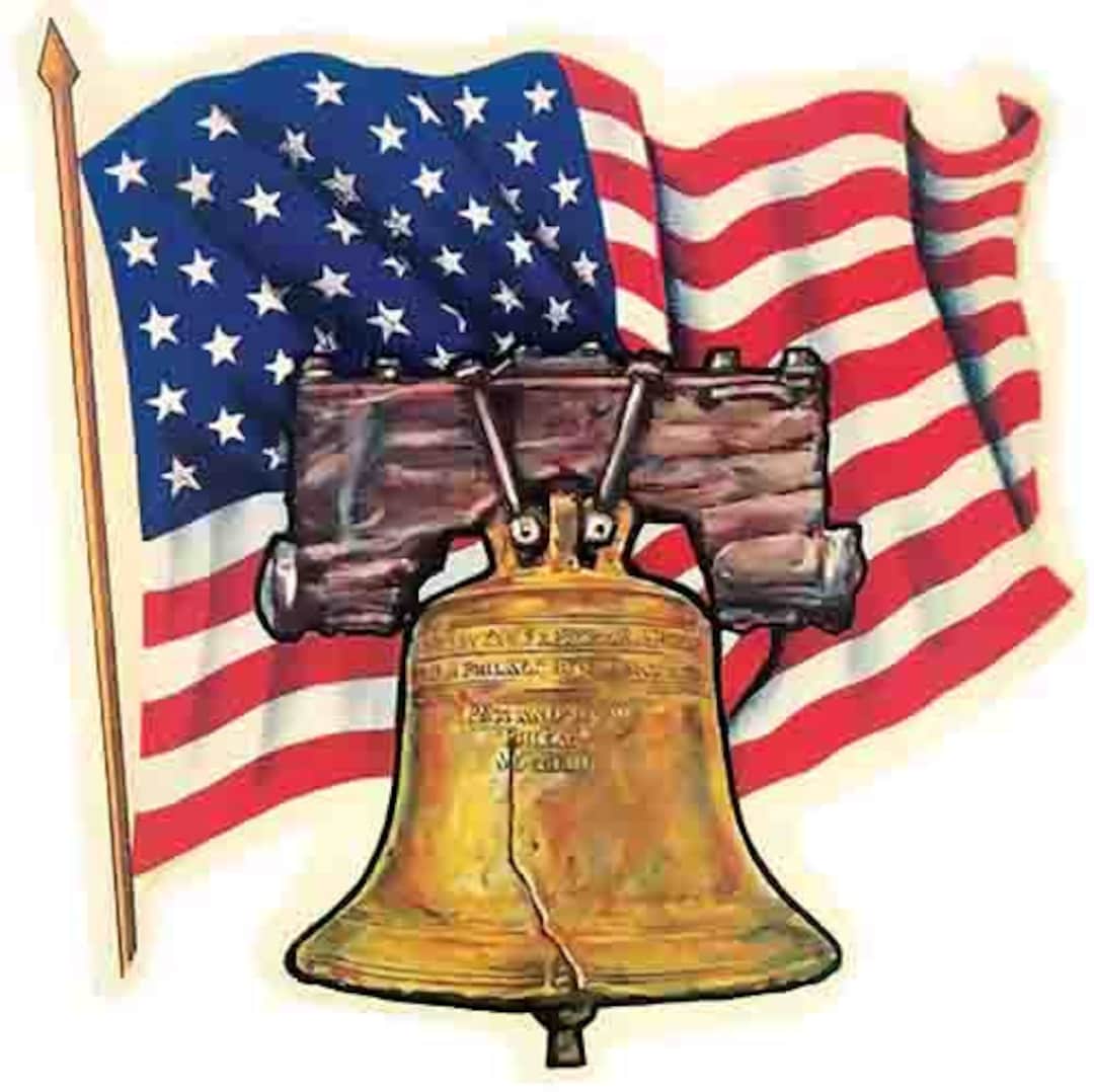 Vintage Style American Flag Liberty Bell USA America Patriotic July 4 ...