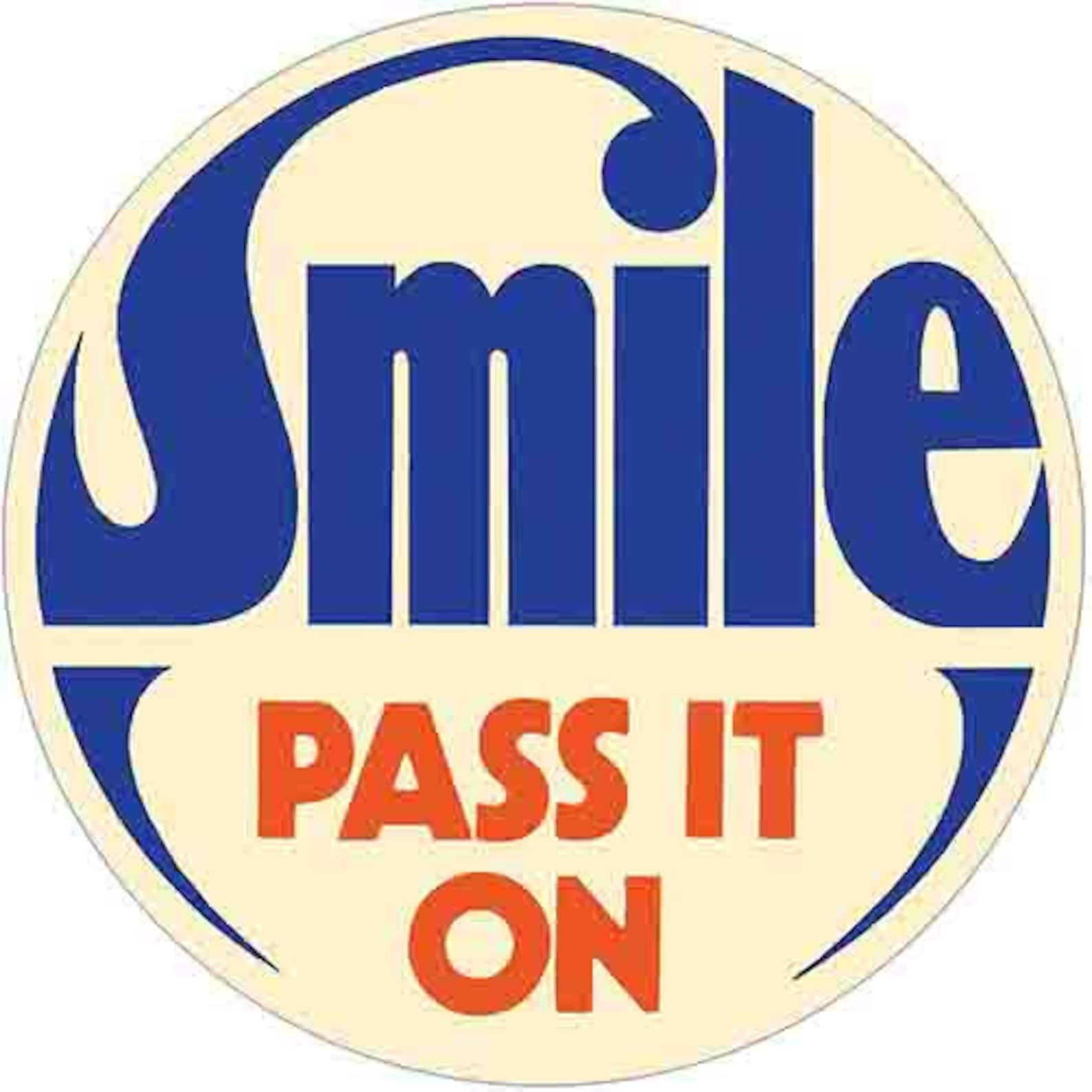 Vintage 1970's Style Smile Pass It on Retro Travel Decal Sticker State ...