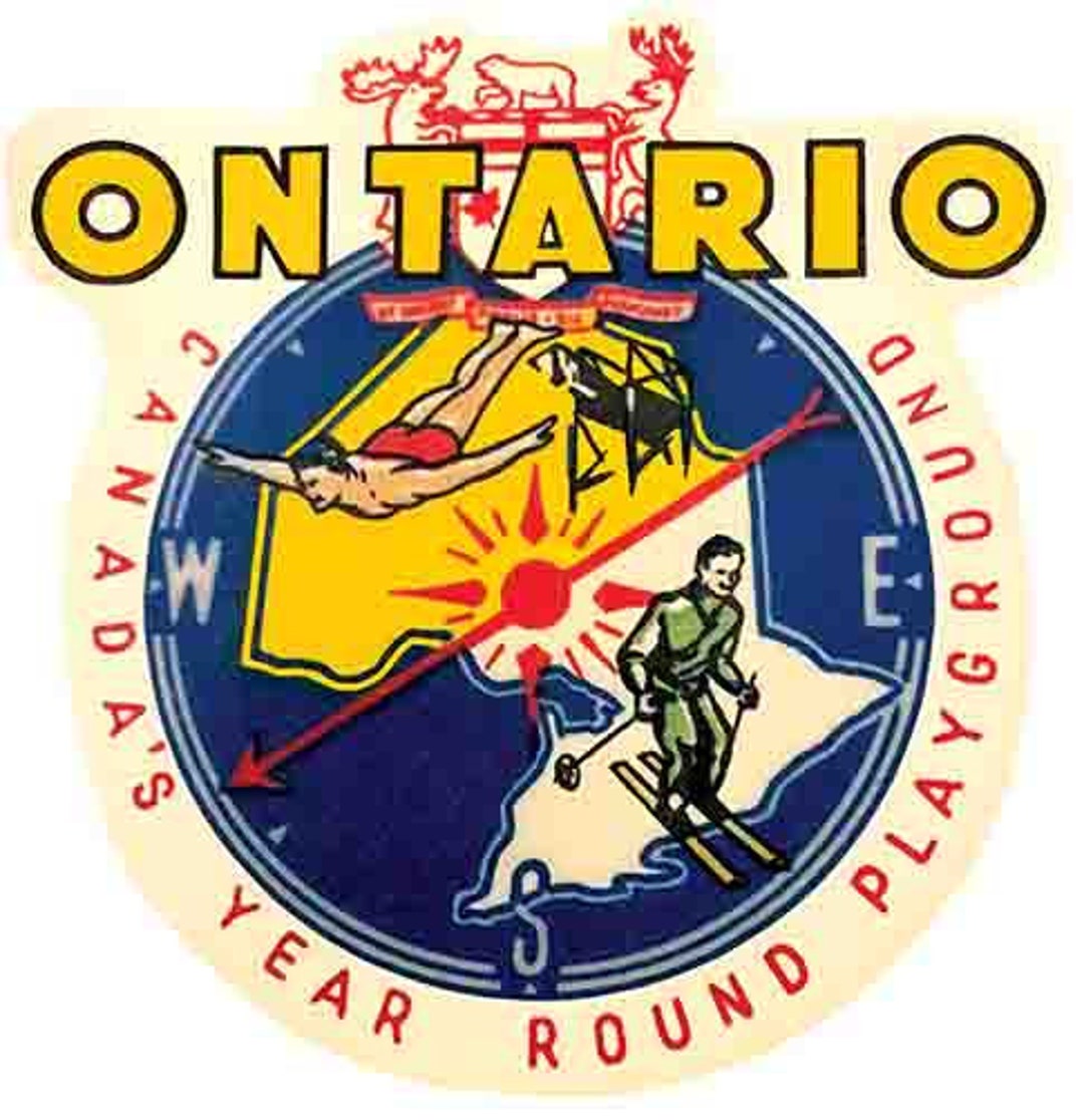 Vintage 1950's Style Ontario Canada Retro Travel Decal Sticker State ...