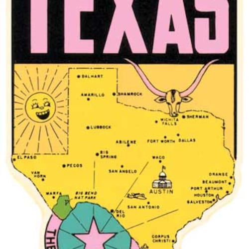 Vintage 1950's Style Amarillo Texas Retro Travel Decal - Etsy