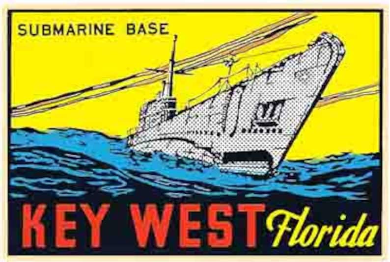 Vintage 1950's Style Florida Keys Key West Submarine Base US Navy Largo ...
